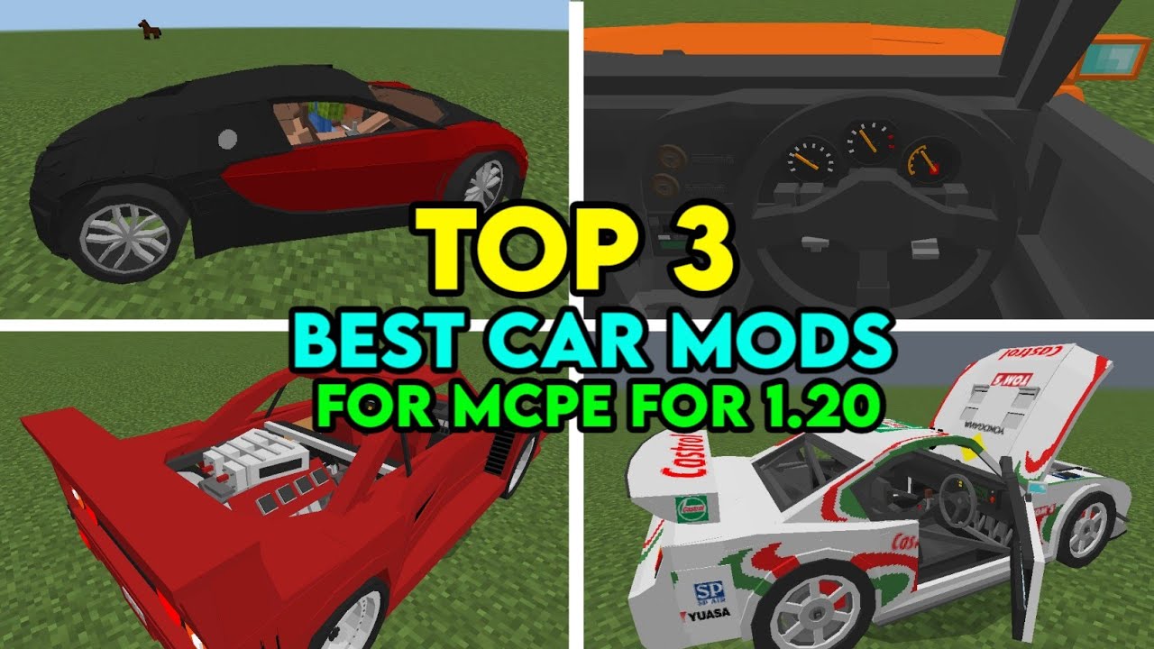 Top 3 BEST CARS mod for MINECRAFT 1.20 PE | Top 3 super car mod for ...