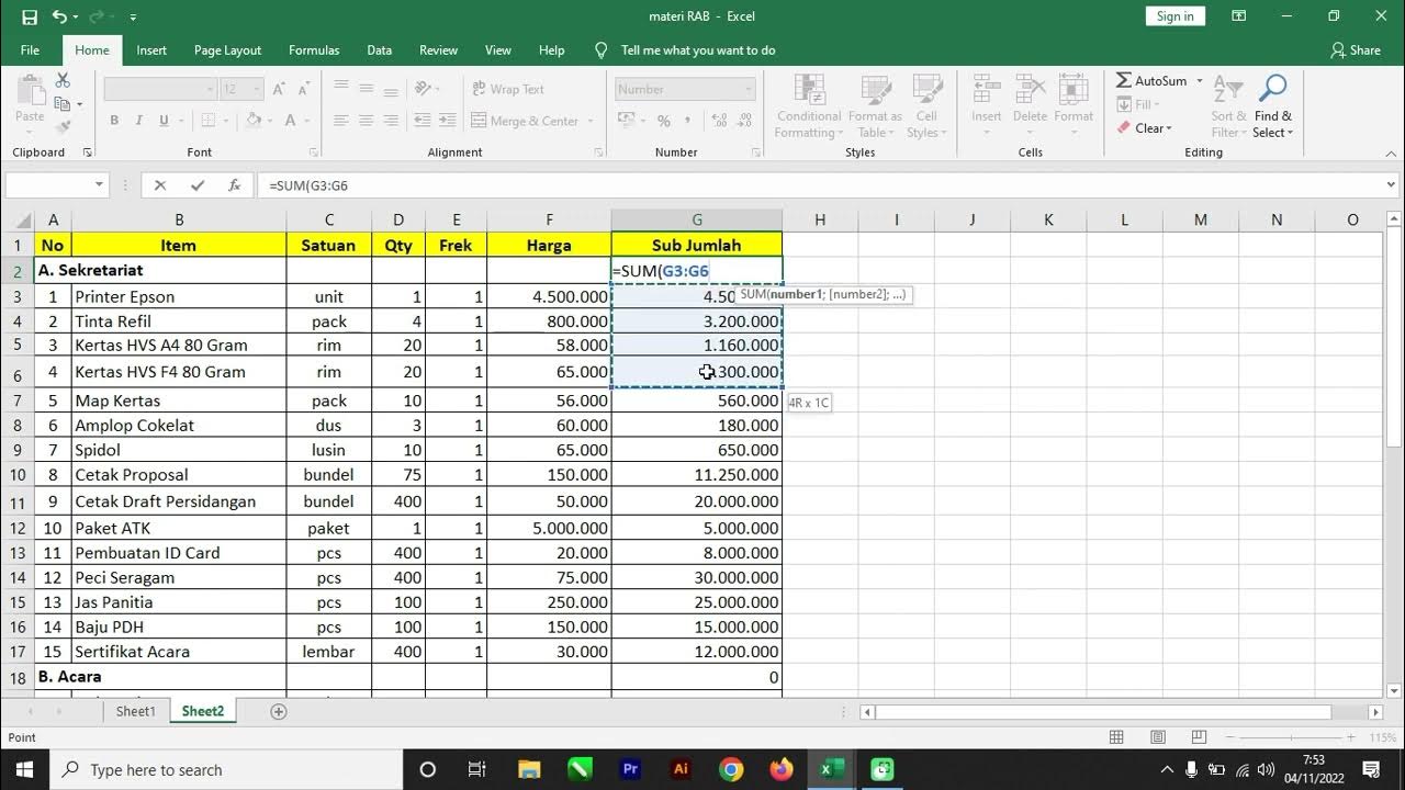 CARA MUDAH Membuat RAB Kegiatan Otomatis menggunakan Ms EXCEL - YouTube