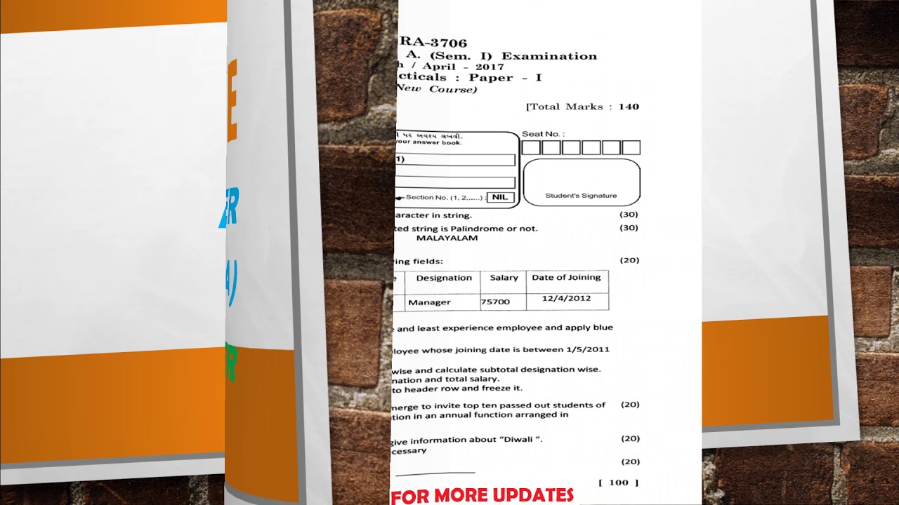 BCA 1st Year | Practical Question Paper(Semester-1) - YouTube