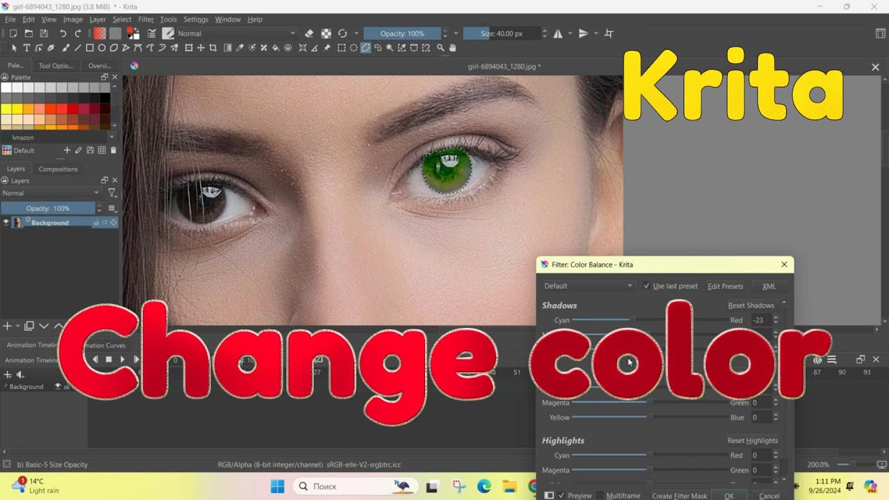 KRITA | How To Change The Color Of The Eyes | Let`s Do Tech | KRITA ...