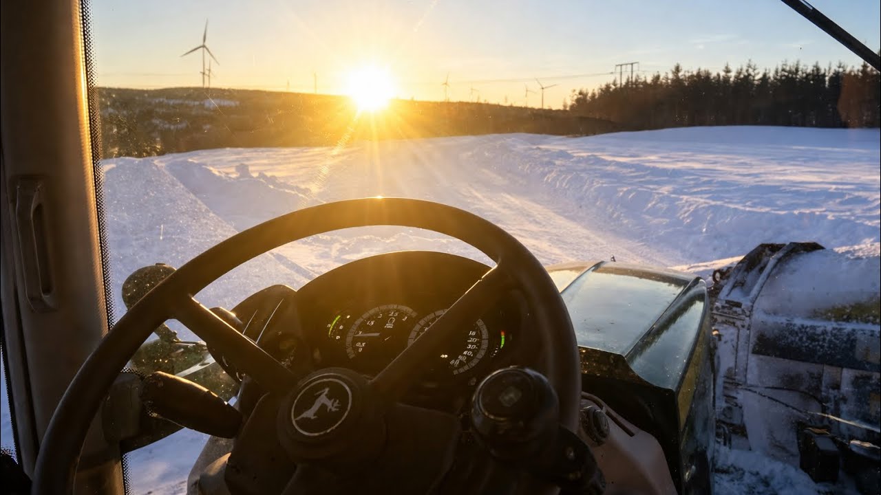 Cab View: Plowing Snow in John Deere 6155R - YouTube