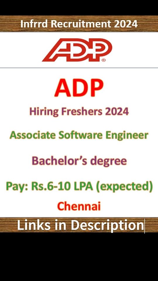 ADP Hiring Freshers 2024 | Associate Software Engineer | Fresher Jobs ...