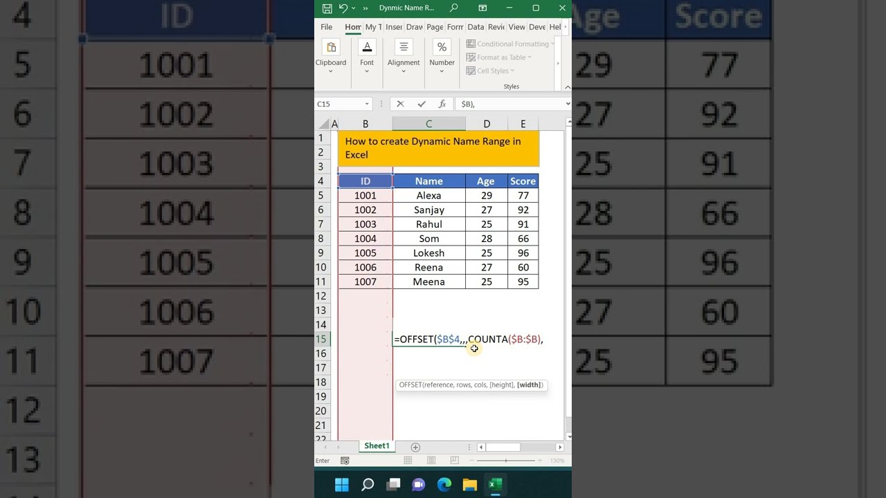 How To Create Dynamic Name Range In Excel Excel Tricks shorts How To Create Dynamic Name Range In Excel Excel Tricks shorts