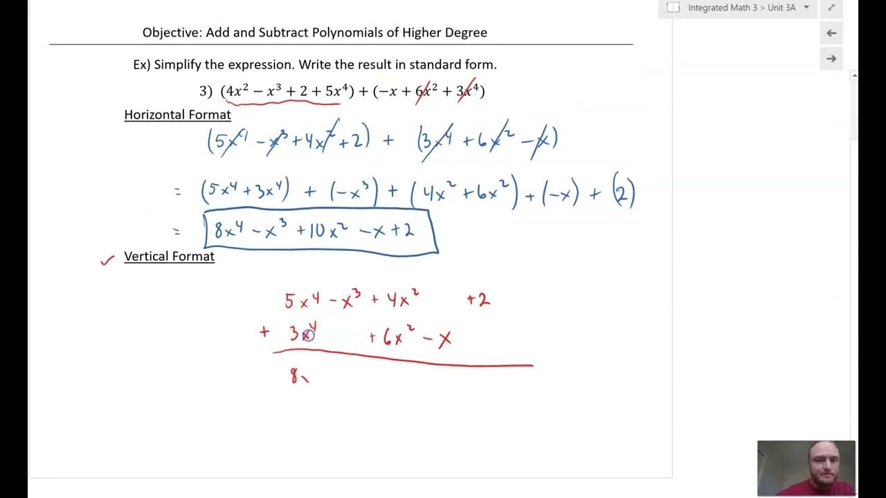 Math 3 |1-1A Adding Higher Order Polynomials - YouTube