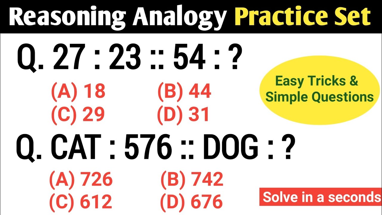 Reasoning Analogy Practice || Easy Tricks || Easy Questions ...
