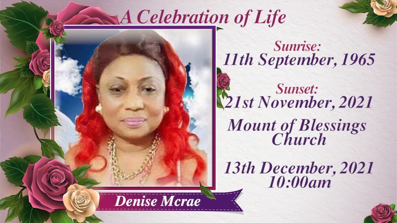 Celebration for the life of Denise Mcrae - YouTube