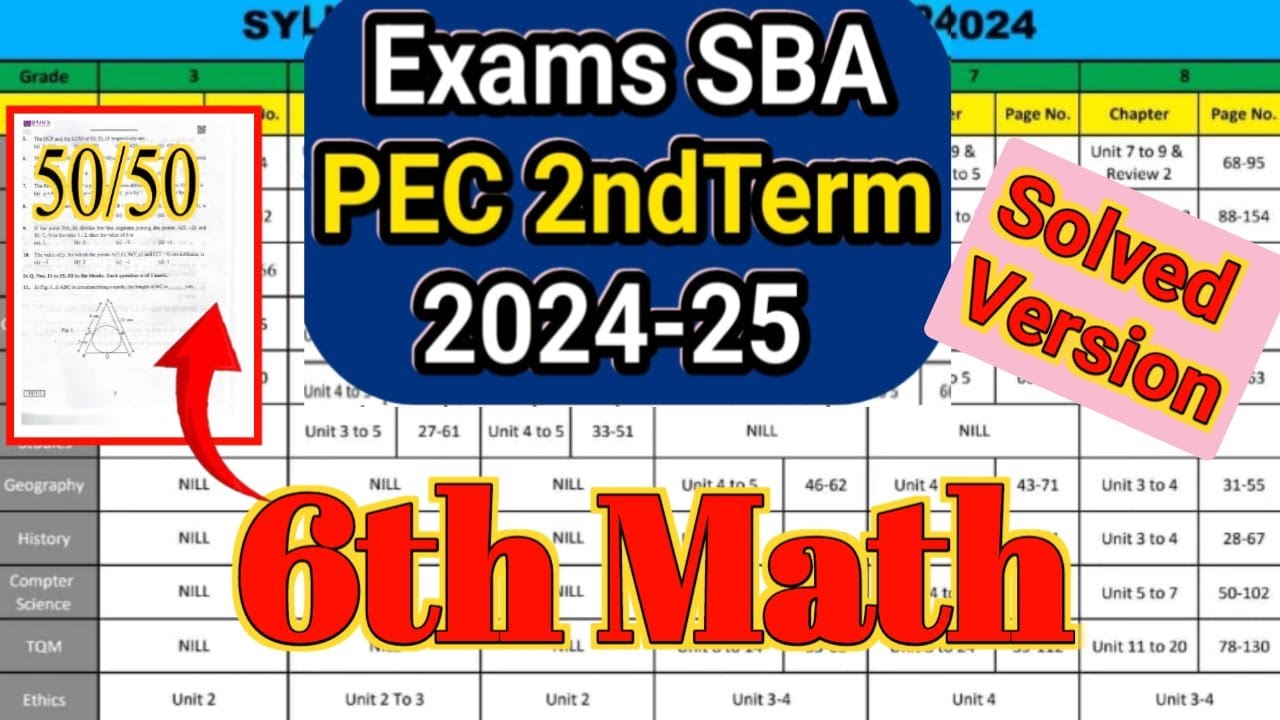 SBA 6th Class Math 2nd Term Original Paper 2024- Class 6 SBA Math ...