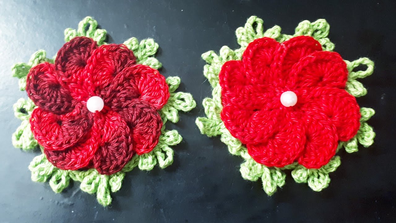 Crochet 3D Flower Motif - YouTube