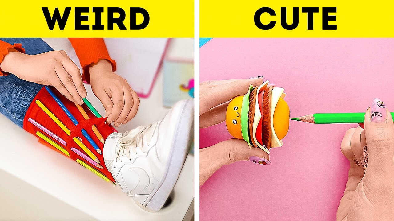 WEIRD VS CUTE SCHOOL HACKS DIY - DO YOU DARE TO TRY? - YouTube