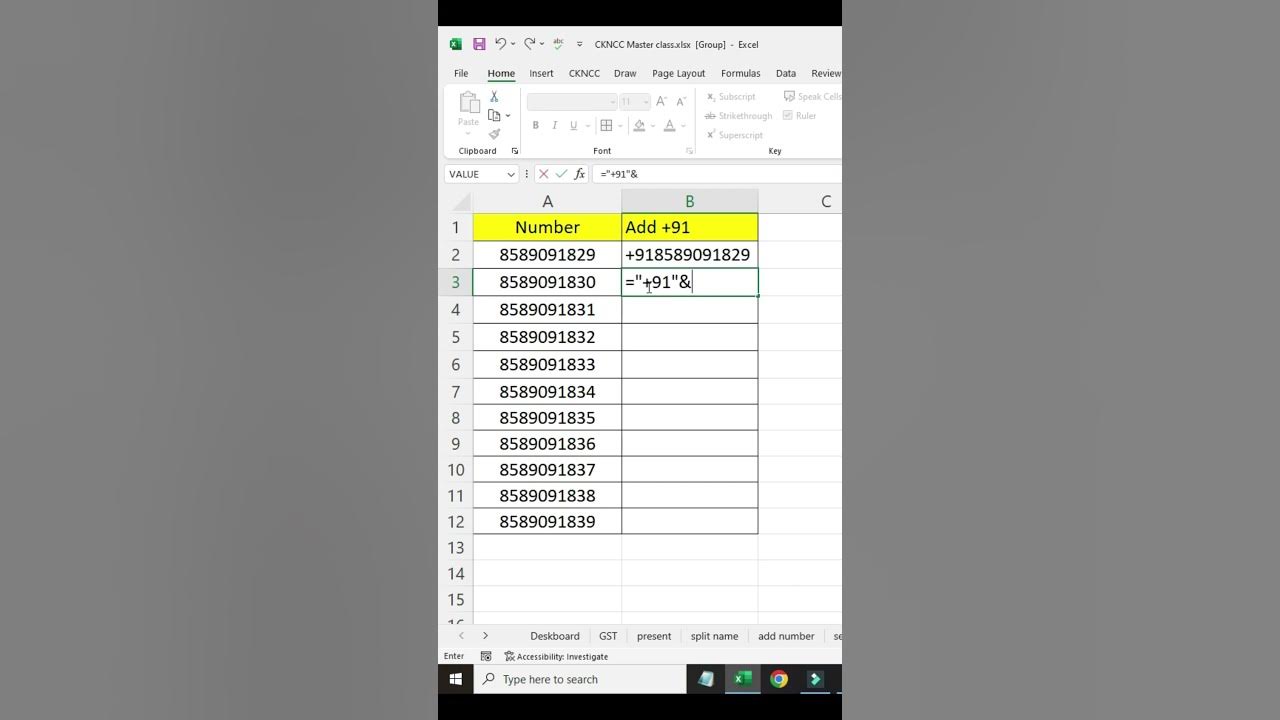 Number Me 91 Kese Add Karen Shorts Excel Exceltutorial Exceltips Exceltricks Excelformula