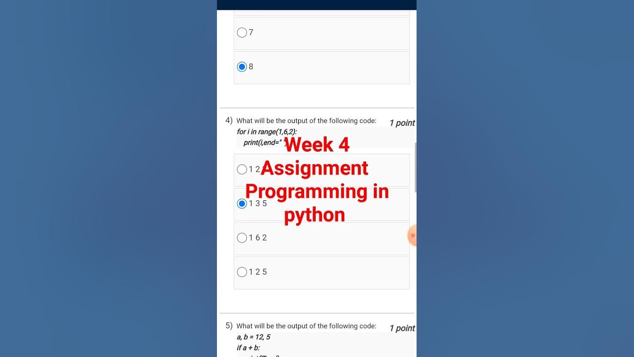 Week 4 Assignment Programming In Python Viral Nptel Youtubeshorts Pythonprogramming