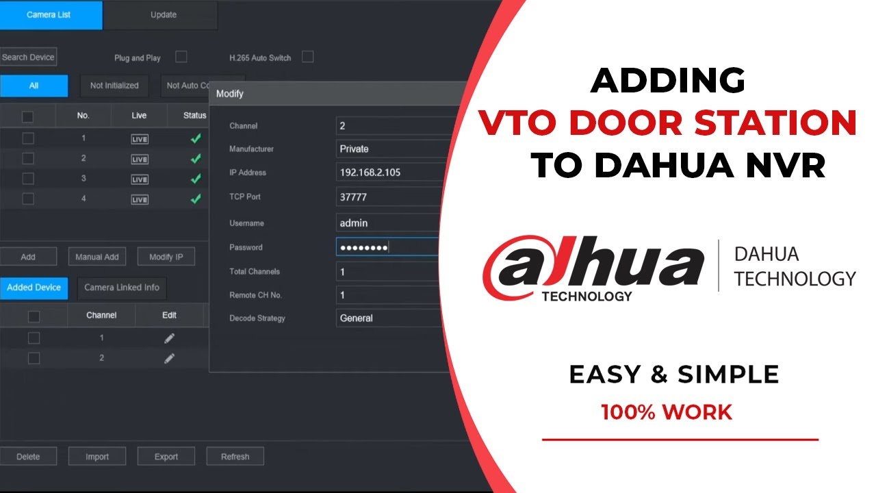 How To Adding Video Intercom VTO Door Station to Dahua NVR - YouTube