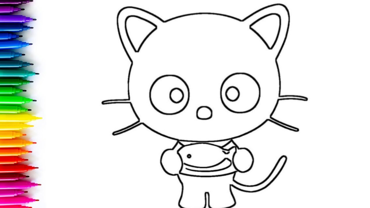 Chococat with Fish Drawing, Painting & Coloring For Kids and Toddlers ...