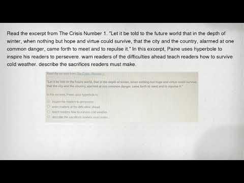 Read the excerpt from The Crisis Number 1. "Let it be told to the ...