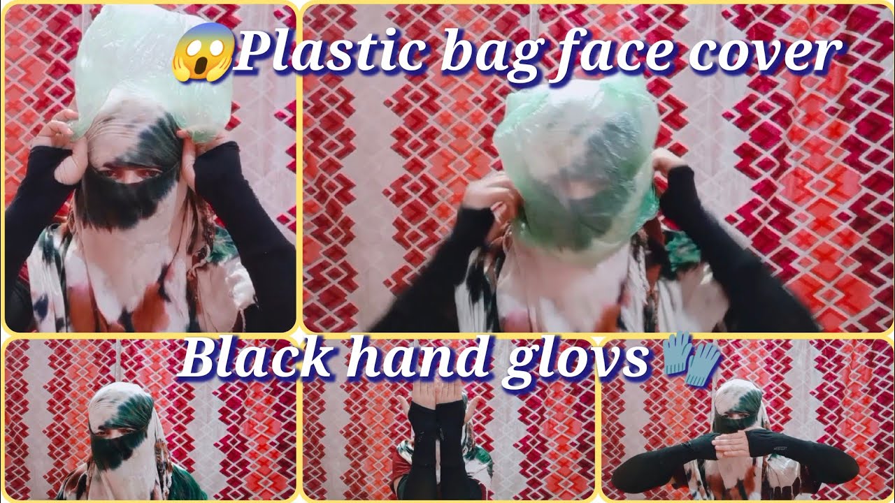 🥷full face cover plastic bag with cover hand gloves🧤face cover ...