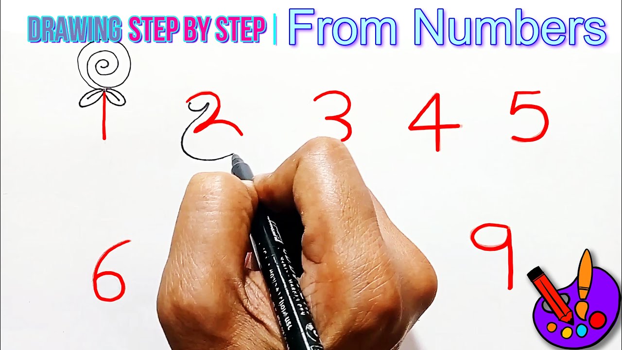 how to draw simple drawing from numbers 1 to 9 - YouTube