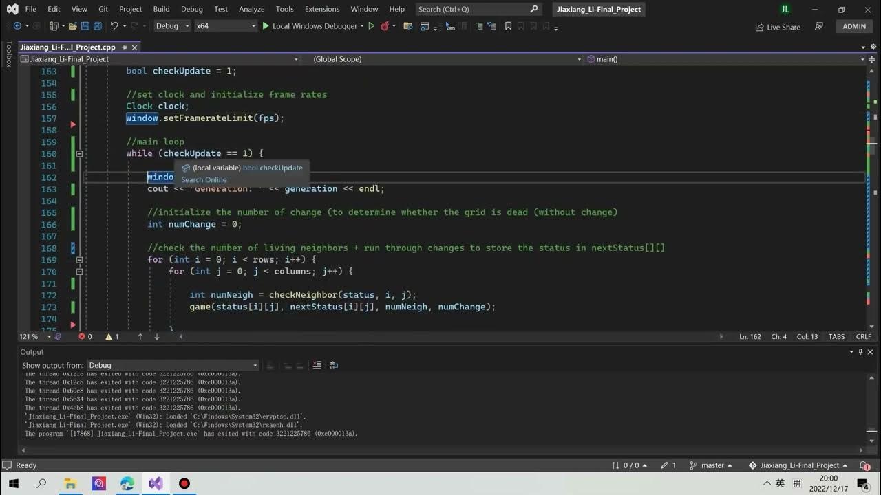 C++/SFML - Conway's Game of Life Random Patterns & Iconic Example - YouTube