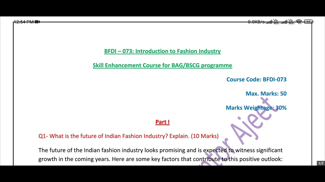 BFDI-073 Introduction to Fashion Industry solved assignmet 2023-24 ...