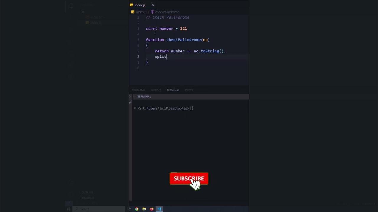 How to Check For a Palindrome - JavaScript #shorts #short #javascript - YouTube