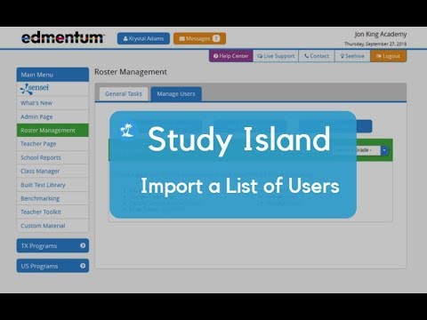 Study Island: Add Users by Import a List feature - YouTube