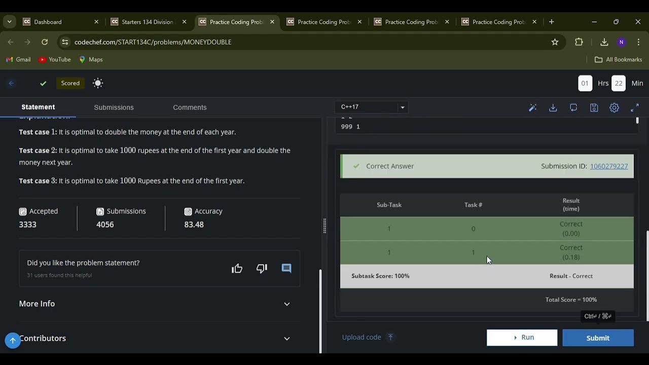 Money Double || CodeChef Starters 134 || CodeChef Solution - YouTube