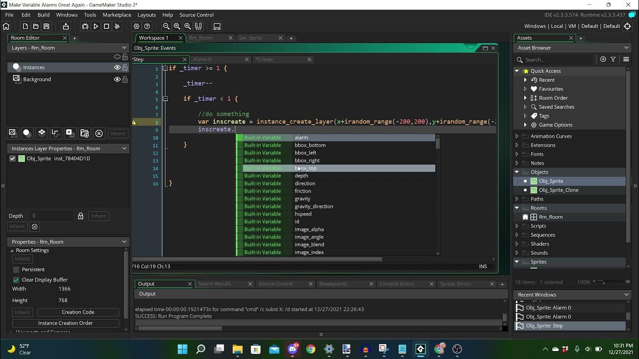 Gamemaker Studio 2 Variable Alarms - YouTube