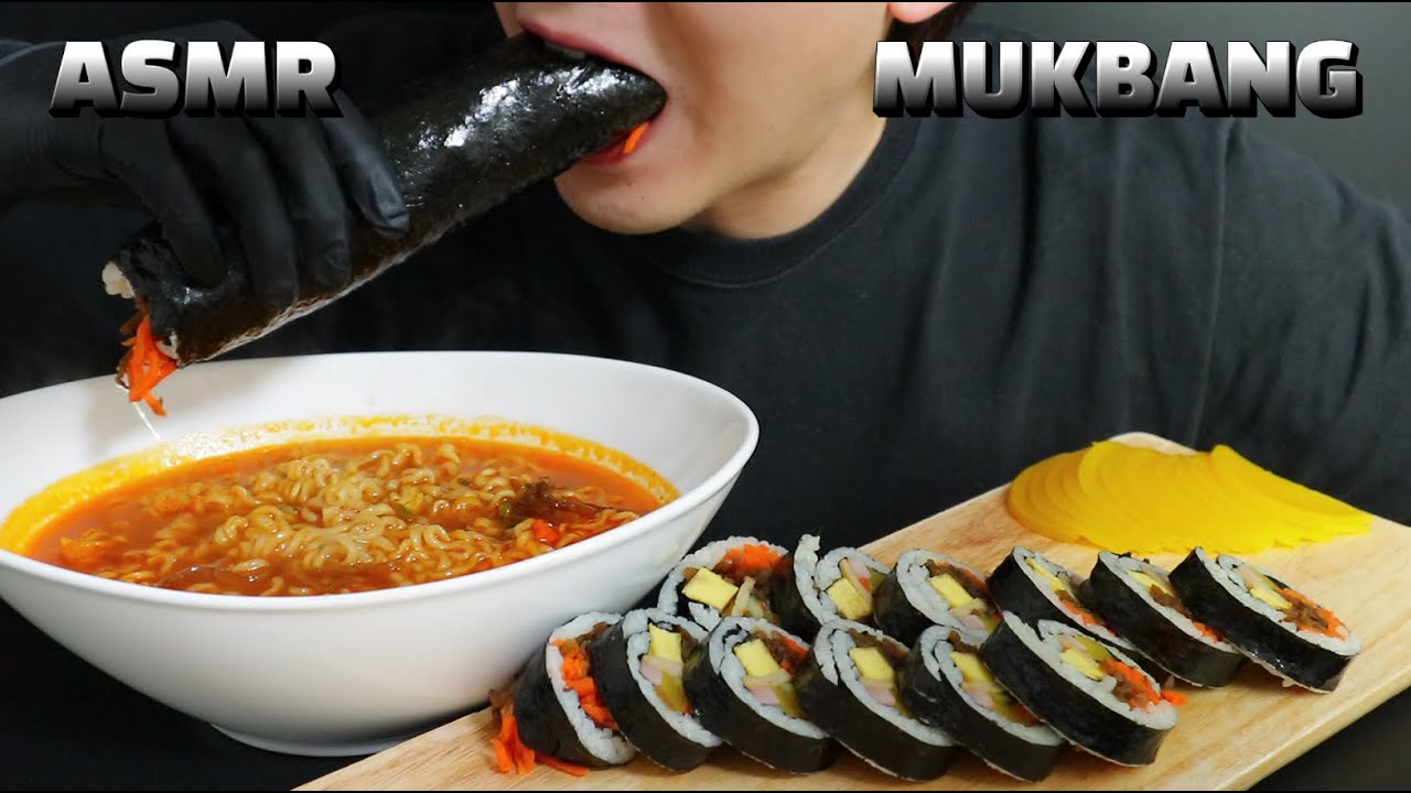라면,김밥,ramen,GimbapㅣASMRㅣMUKBANGㅣEATING SHOWㅣREAL SOUNDㅣ먹방ㅣ - YouTube