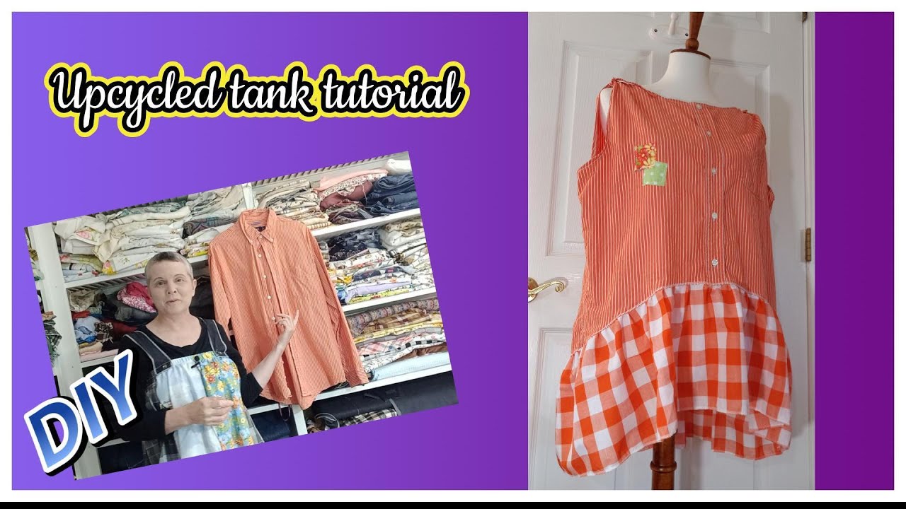 Upcycled clothing tutorial: DIY Make a sleeveless summer tank - YouTube