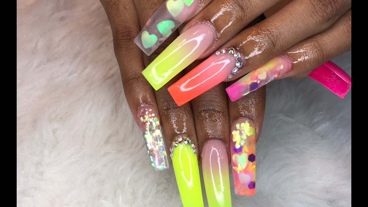 Colorful Acrylic Appplication and Shaping - YouTube