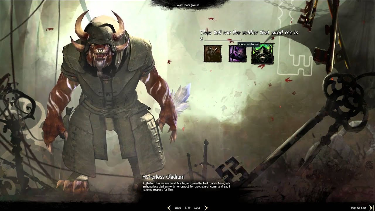 Guild wars 2: Male Charr character creation screen/thief intro - YouTube