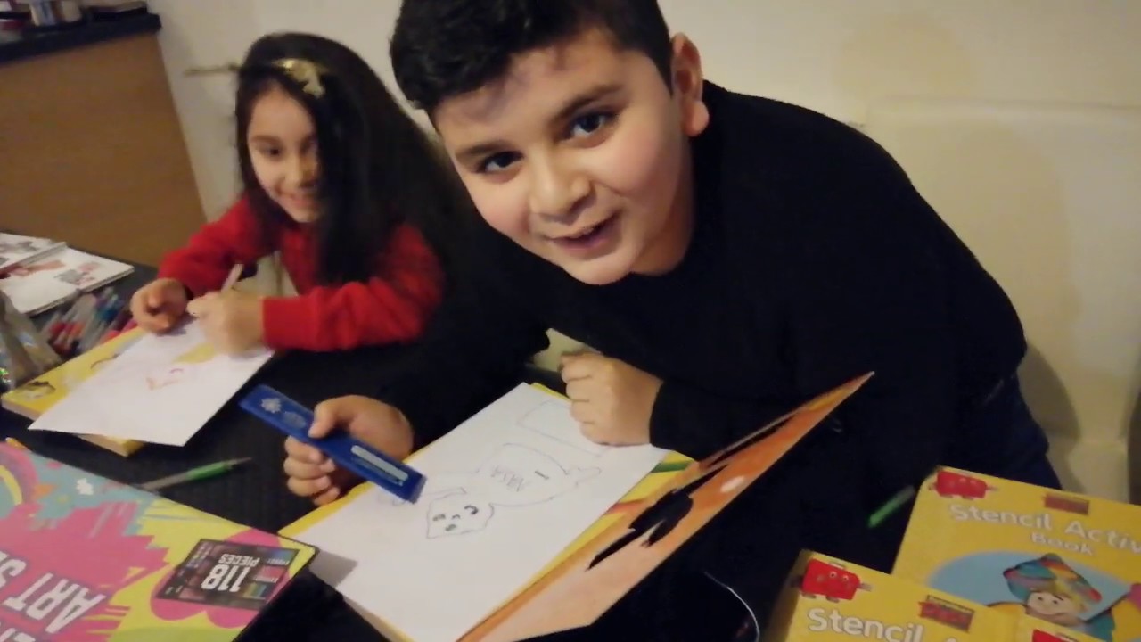 Using stencil activity books to draw - YouTube