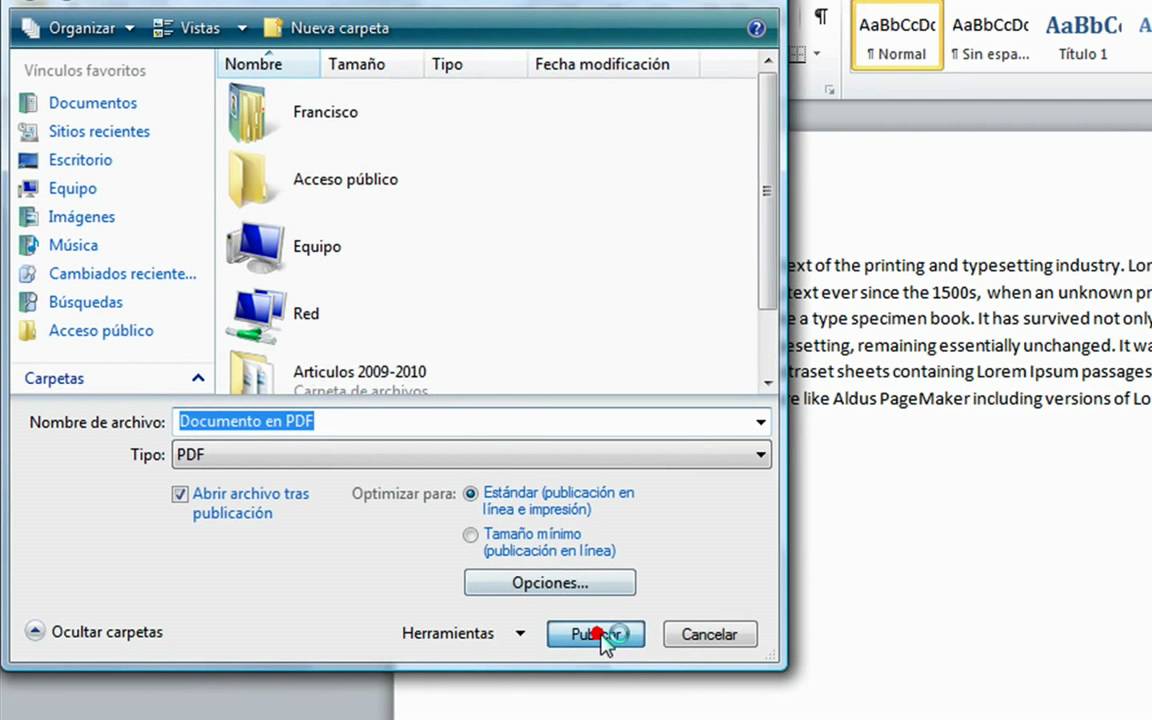 Cómo exportar documentos de Microsoft Word 2010 a PDF - YouTube