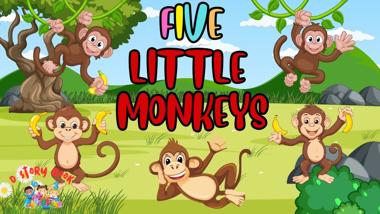FIVE LITTLE MONKEYS RHYME @DSTORYBOOK #nurseryrhymes #kidslearning # ...