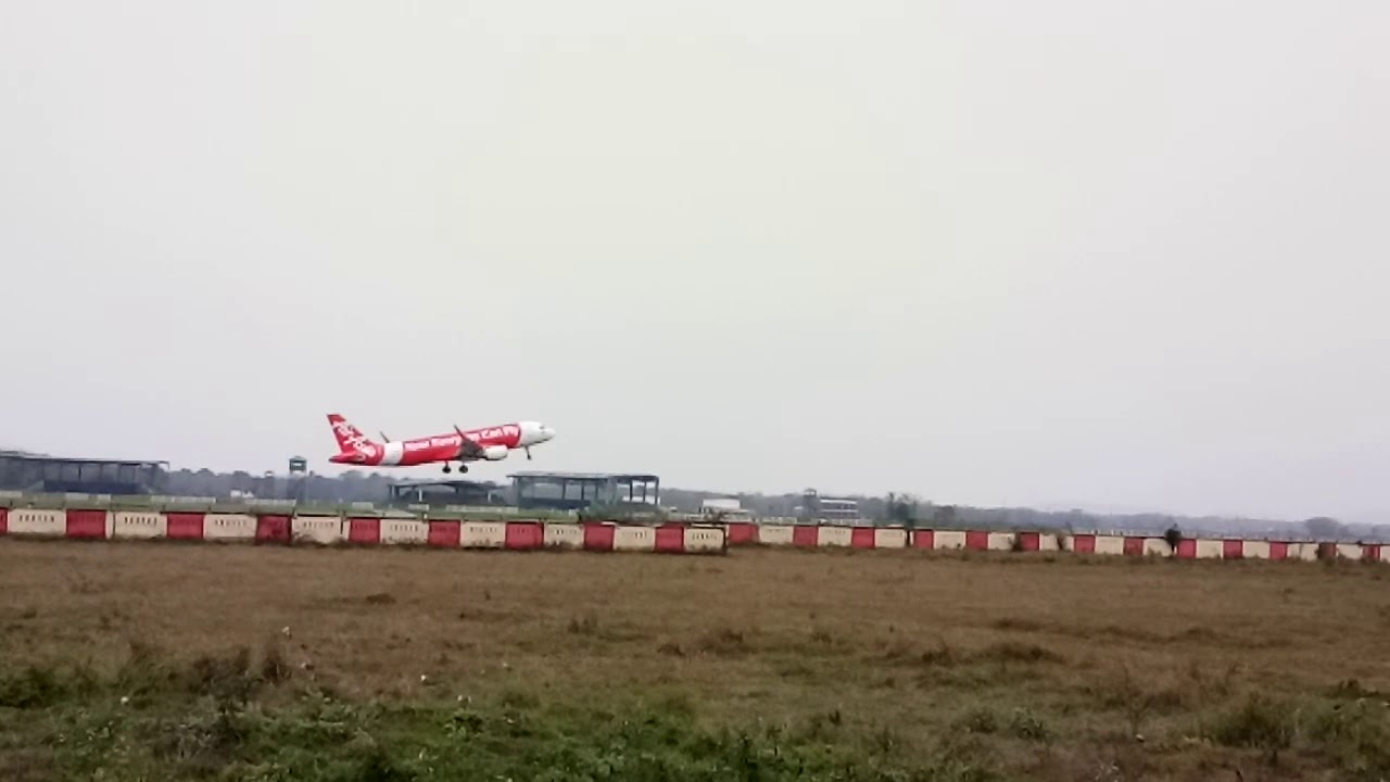 Takeoff Air Asia flight at guwahati airport - YouTube