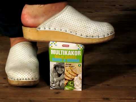 Pinocchio clogs flattening a cardboard box - YouTube