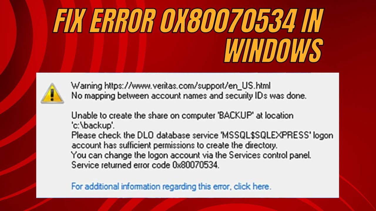 How To Fix Error 0x80070534 In Windows