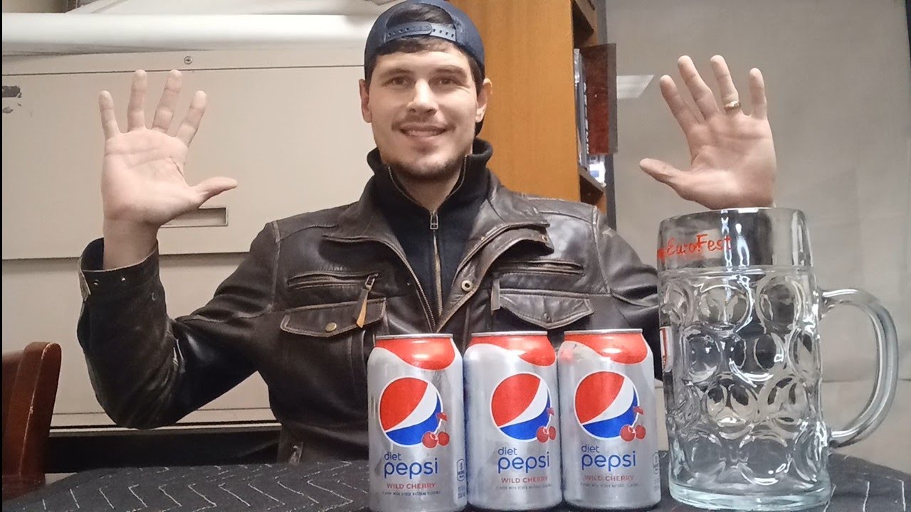 Diet Pepsi Wild Cherry 1 liter chug 🍒 34 seconds - YouTube