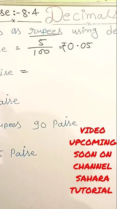 USING DECIMAL IN TO CHANGE PAISE FROM RUPEE - YouTube