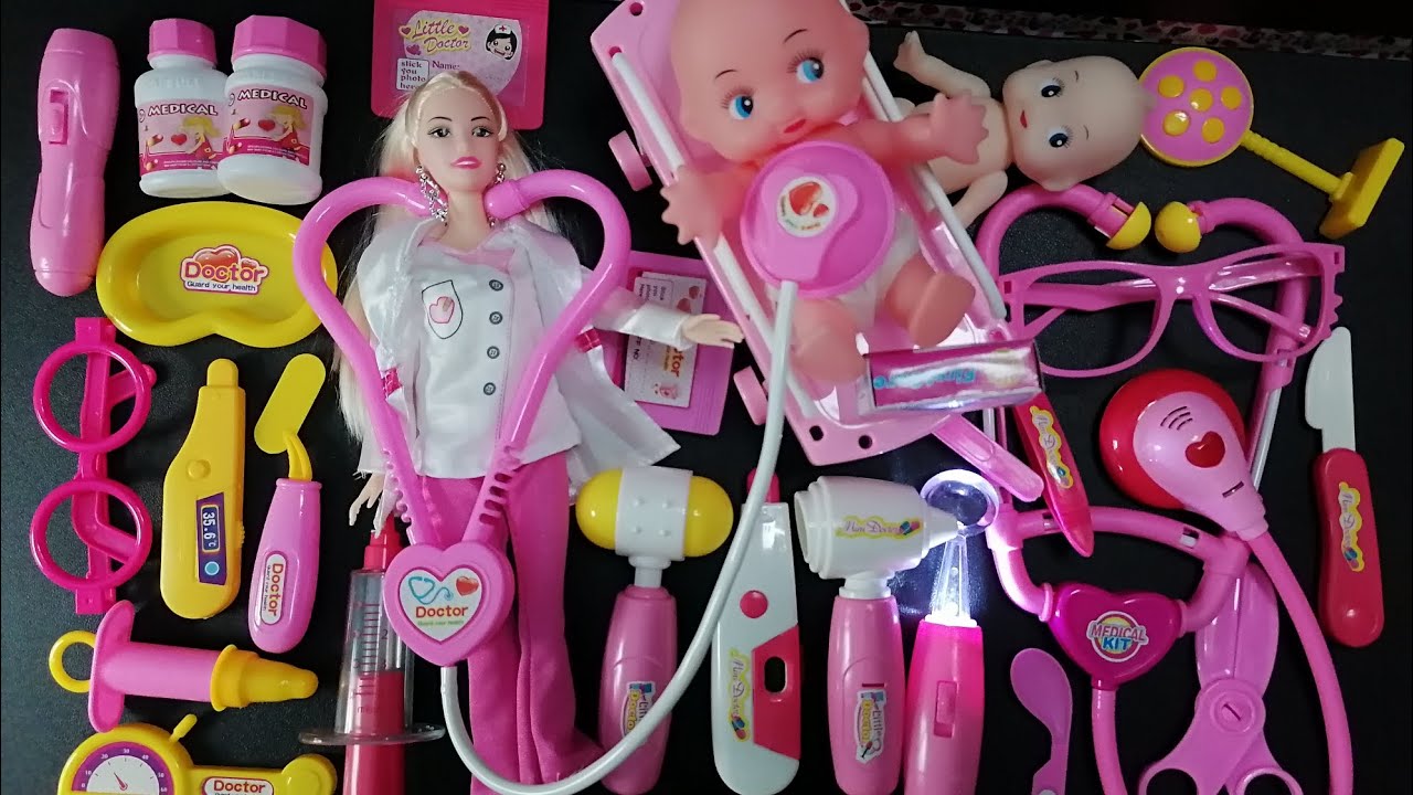 Satisfying with Unboxing Pink Doctor Medical Tools Playset with baby ...