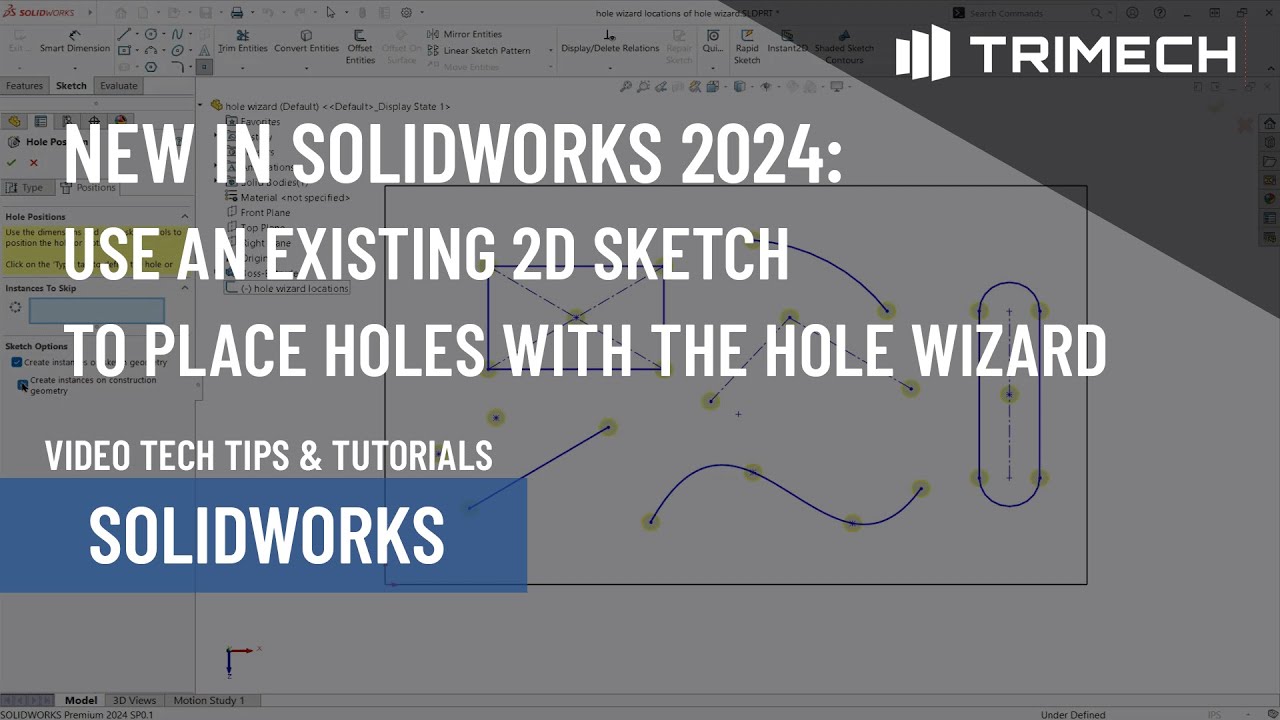 New in SOLIDWORKS 2024: Use an Existing 2D Sketch to Place Holes with ...