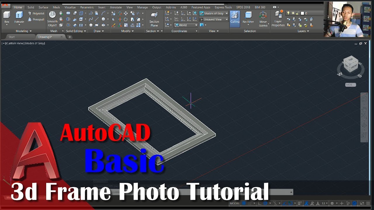 Latihan AutoCAD Perintah Sweep Membuat 3d Frame Photo Bahasa Indonesia ...