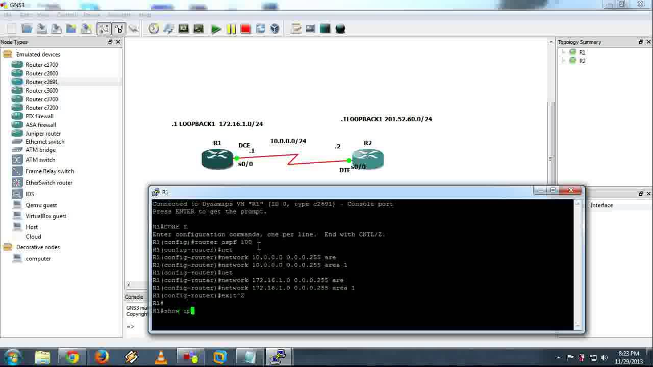 Cisco - Single area OSPF 2 ROUTER CONFIGURATION - YouTube