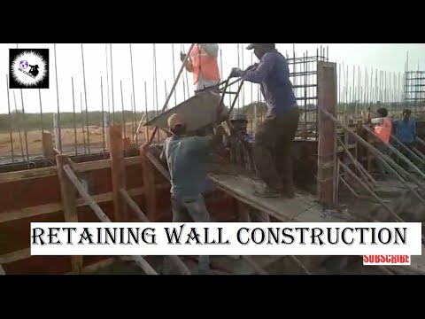 Retaining wall construction process - YouTube