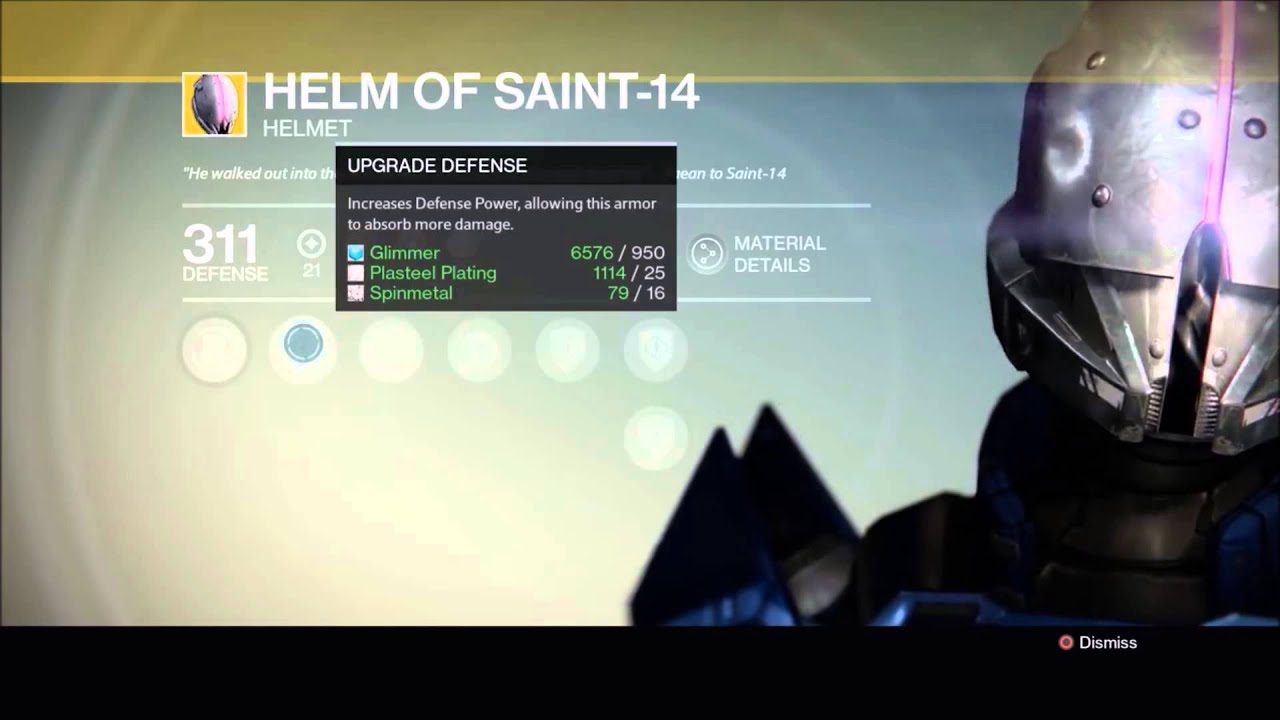 Destiny, "Helm of Saint-14" Exotic Titan helmet Armour. - YouTube