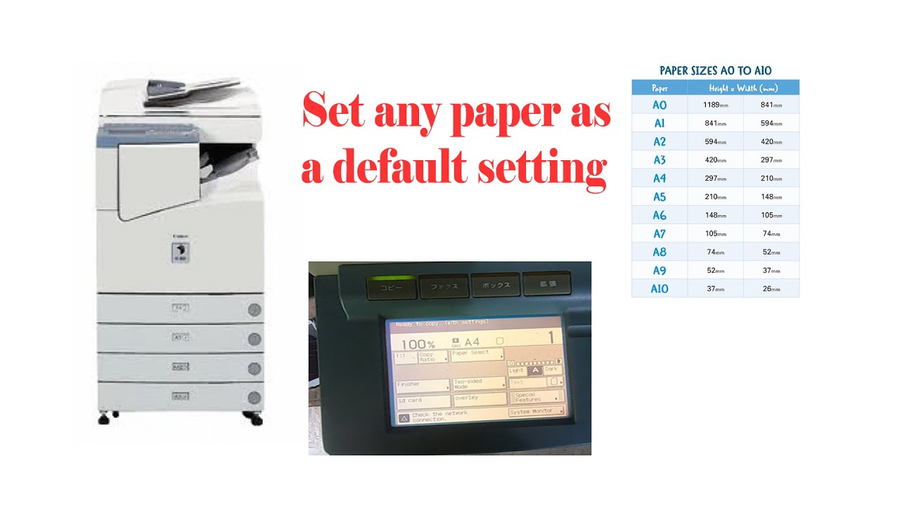 How to set default paper in CANON IR 3300 | Set default A4 paper ...