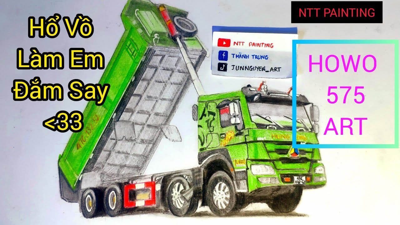 How To Draw A HOWO 375 Truck | Vẽ Howo 375 Tự Đổ | by NTT Painting ...
