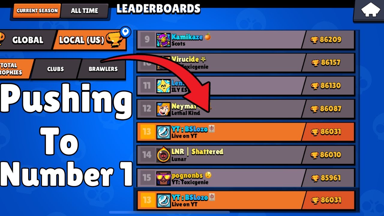 Pushing to the top of the Leaderboards Brawl Stars - YouTube