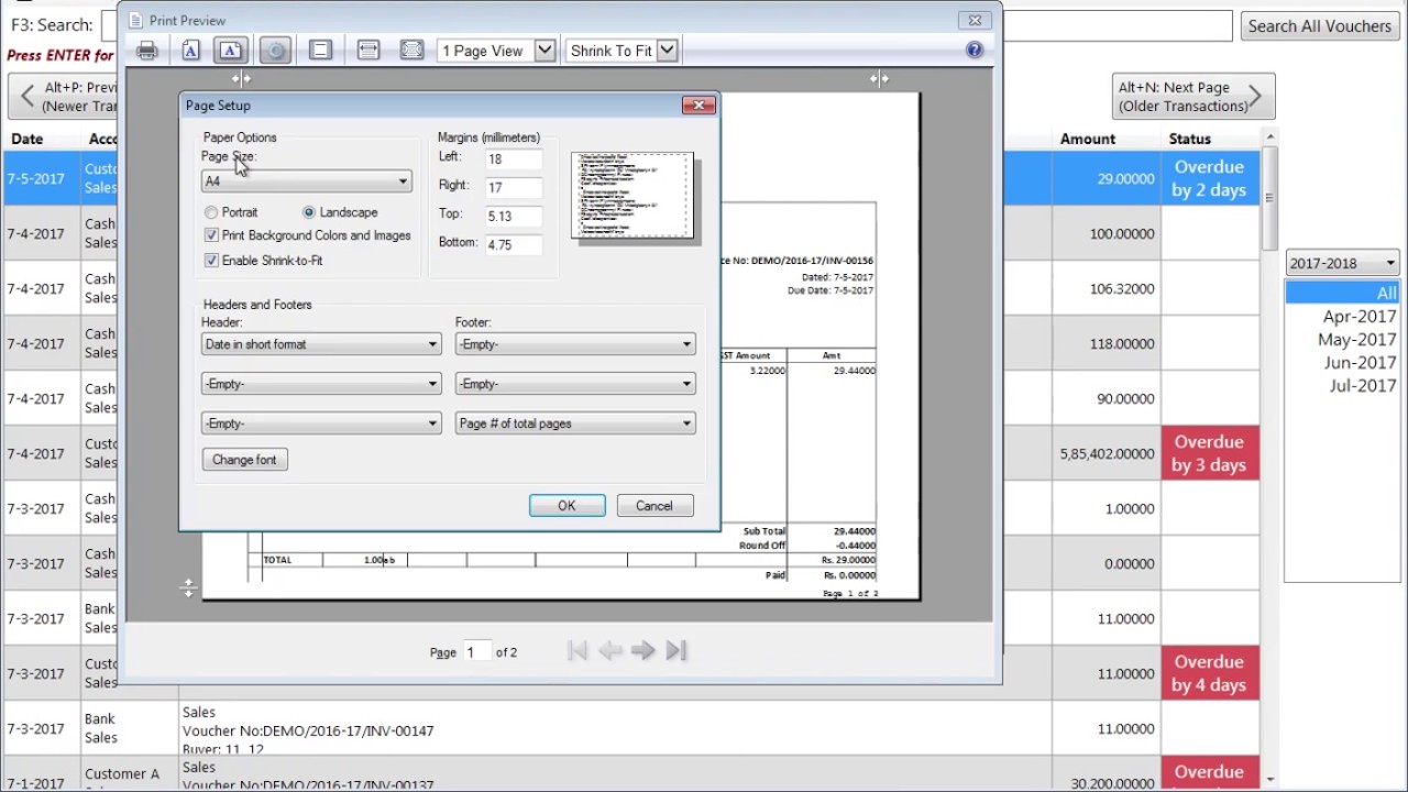 Page Setup in Book Keeper Windows - YouTube