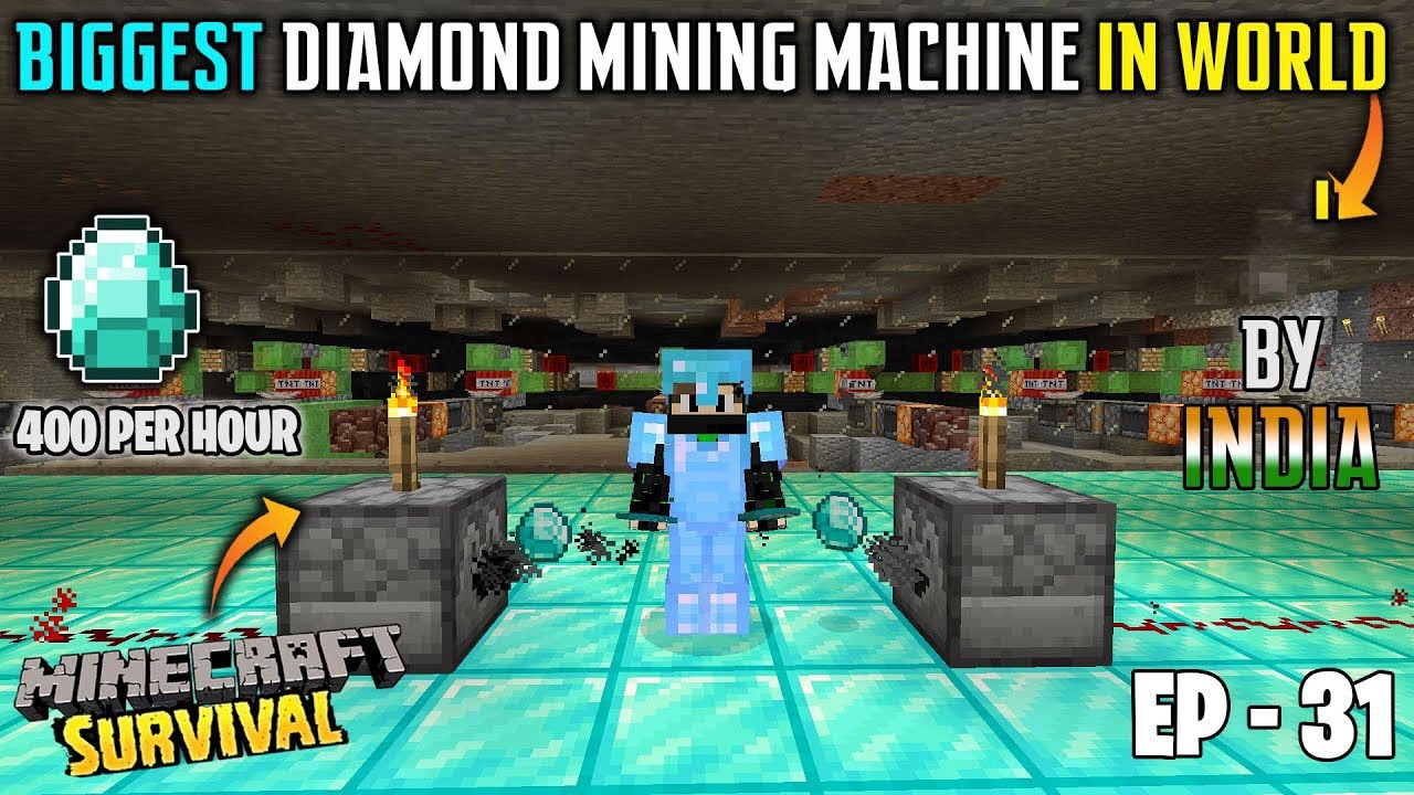 😱WORLD BIGGEST DIAMOND MINING MACHINE IN SURVIVAL MINECRAFT - TEDDY ...