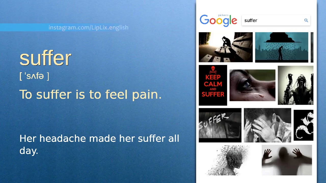 Suffer : B1 level english vocabulary lesson, www.LipLix.com - YouTube